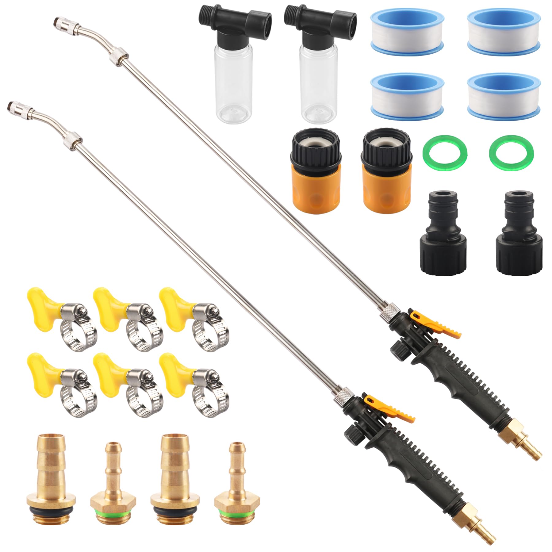 2 Pack 29'' Sprayer Wand Match 3/8'' & 1/4'' Hose, Stainless Steel Sprayer Wand with Shut off Valve, With Hose Quick Connector for Garden, Weed, Car Wash, Lawn etc