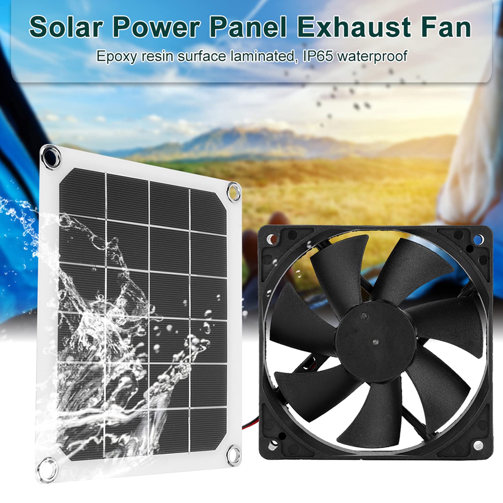 Solar Panel Fan Kit, 6V 10W Outdoor Solar Power Panel Exhaust Fan USB Charging, for Greenhouse Chicken Coop Shed Pet House, Ip65 Waterproof