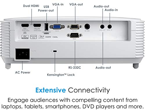 Optoma EH412 1080P HDR DLP Professional Projector | Super Bright 4500 Lumens | Business Presentations, Classrooms, and Meeting Rooms | 15000 Hour Lamp Life | 4K HDR Input | Speaker Built in , White