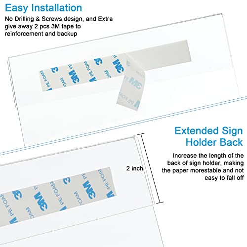 Acrylic Sign Holder 8.5 x 11, Clear Acrylic Sign Holder with 3M Tape, No Drilling Acrylic Wall Frame for Office, Home, Store, Restaurant(3 Pack)