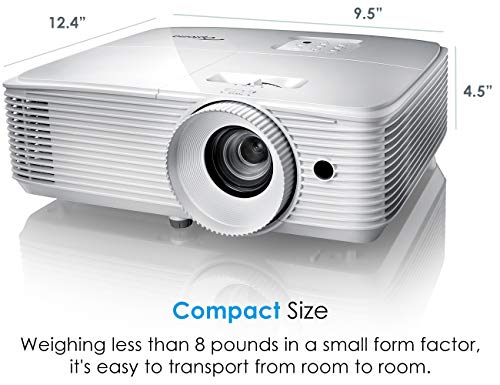 Optoma EH412 1080P HDR DLP Professional Projector | Super Bright 4500 Lumens | Business Presentations, Classrooms, and Meeting Rooms | 15000 Hour Lamp Life | 4K HDR Input | Speaker Built in , White