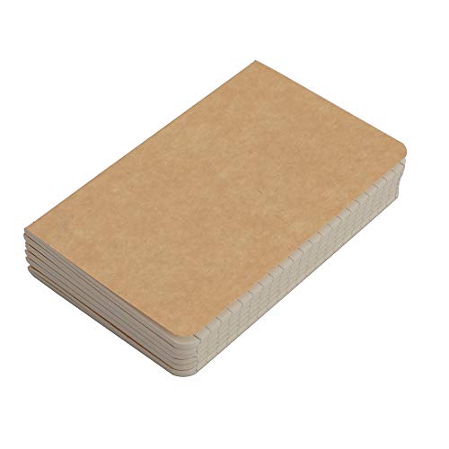 TWONE Pocket Notebook, 6 Pack Softcover Mini Notebooks 3.5" x 5.5" Kraft Brown Notebook Small Memo Notepad for Men Women Kids Traveler Author, 30 Sheets,60 Lined Pages
