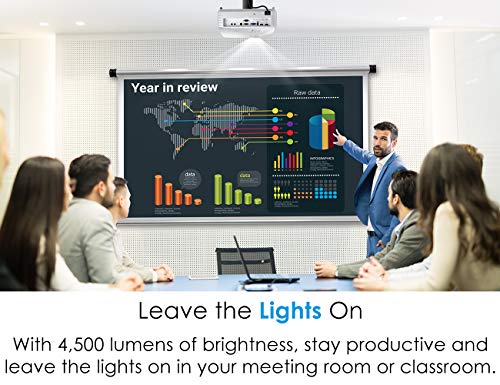 Optoma EH412 1080P HDR DLP Professional Projector | Super Bright 4500 Lumens | Business Presentations, Classrooms, and Meeting Rooms | 15000 Hour Lamp Life | 4K HDR Input | Speaker Built in , White