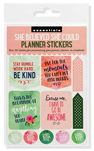 Essential Weekly Planner Stickers - She Believed She Could (Set of 160 Stickers)