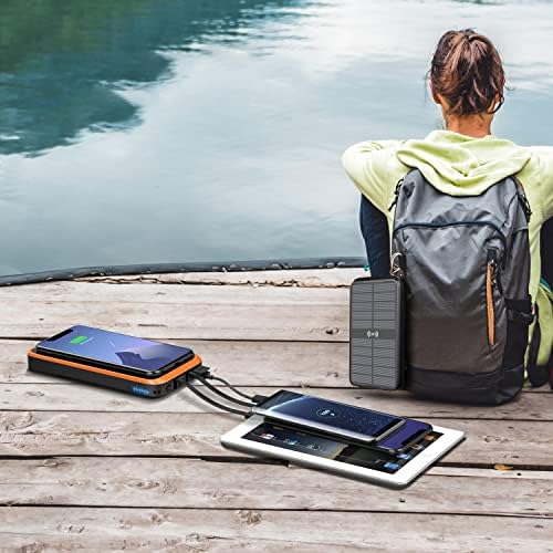 superallure Solar Charger Power Bank, Portable Charger,43800mAh Qc3.0 Fast Charger(Deep Orange)