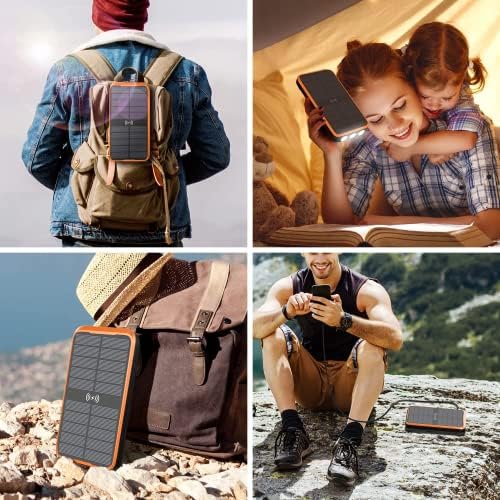superallure Solar Charger Power Bank, Portable Charger,43800mAh Qc3.0 Fast Charger(Deep Orange)