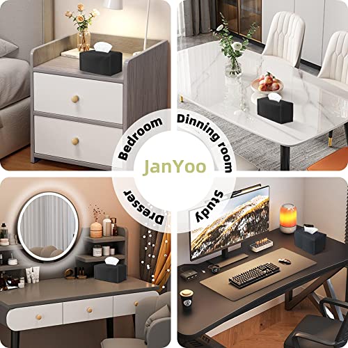 JanYoo Tissue Box Cover,Rectangle PU Leather Tissue Box Holder - Decorative Holder/Cover for Bathroom Vanity Countertop, Night Stands, Office Desk & Car 24X12.5X12.5cm - Black