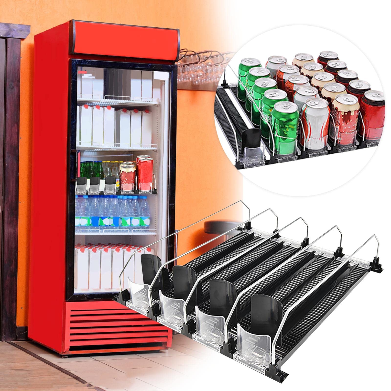 Drink Organizer,upermarket Freezer Beverage Pusher, Refrigerator Beverage Shelf Beverage Automatic Pusher