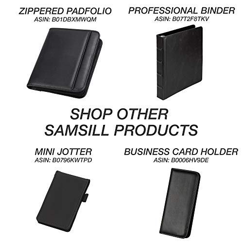 Samsill Zippered Portfolio Organizer, Vegan Leather Business Portfolio Notebook, Work Organizer. Notepad, Tablet iPad (Upto 10.1") Phone & Business Cards Holder, Professional Padfolio for Women & Men