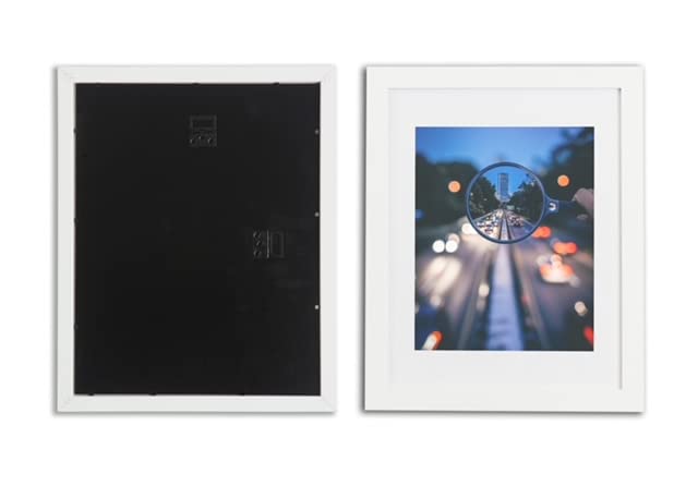 iDecorlife 16x20 White Picture Frames - Extra Thick Tempered Glass and Real Wood 11x14 Picture Frame with Mat or 16x20 Frame Without Mat - Wall Mounting Ready Real Wood Photo Frame