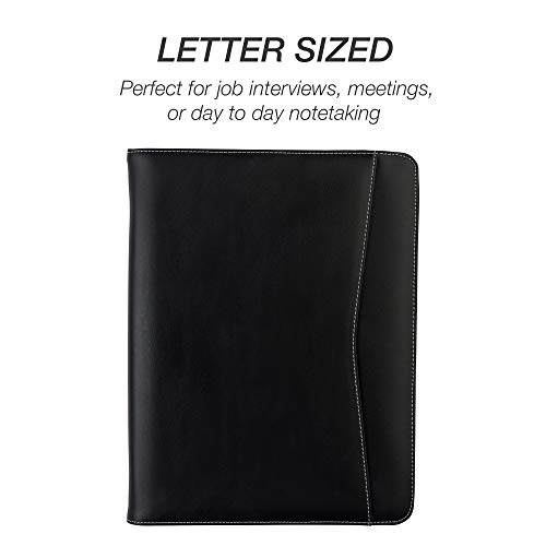 Samsill Zippered Portfolio Organizer, Vegan Leather Business Portfolio Notebook, Work Organizer. Notepad, Tablet iPad (Upto 10.1") Phone & Business Cards Holder, Professional Padfolio for Women & Men