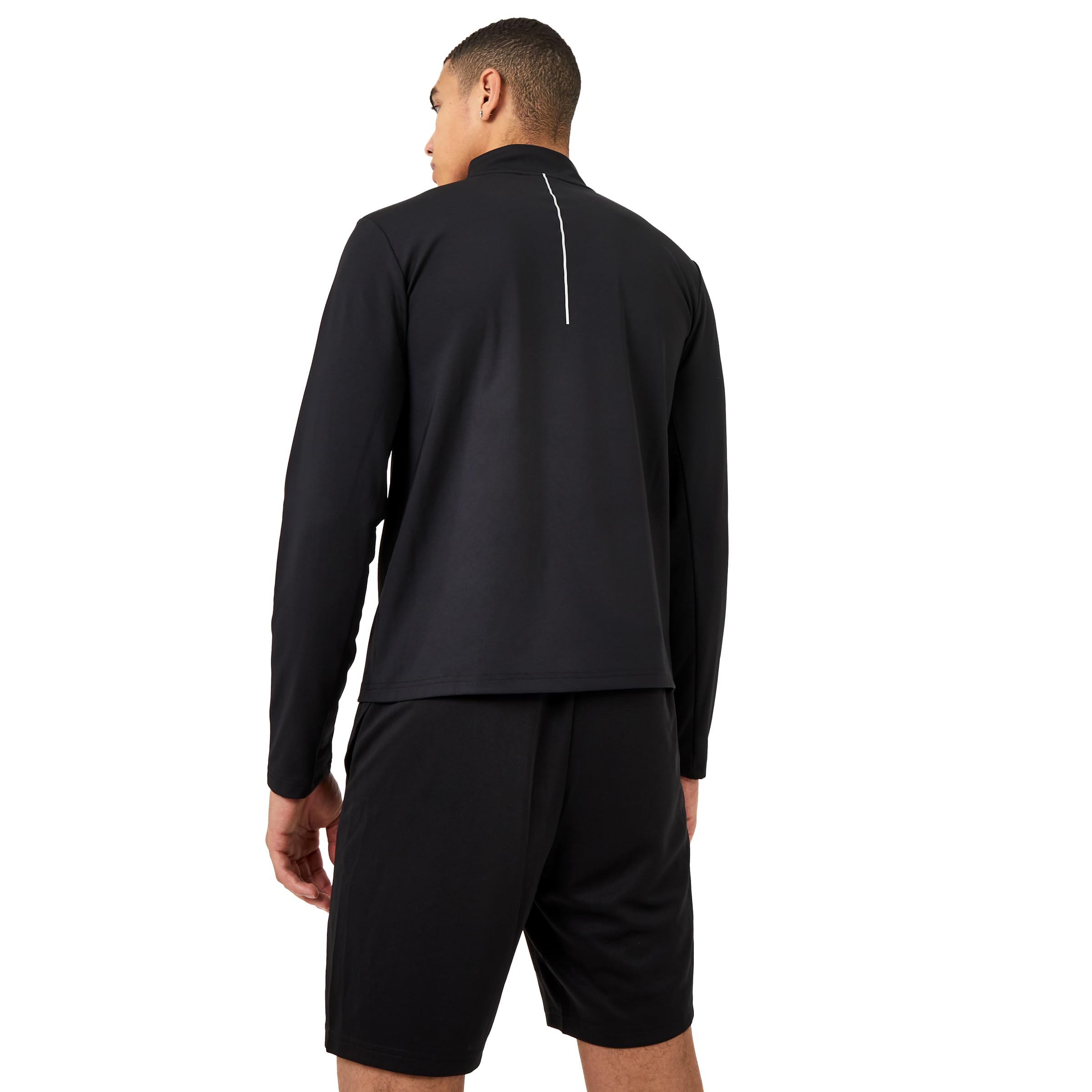 Everlast Men's Fit Active Quarter Zip Long Sleeve Athletic Performance Pullover Long Sleeve Shirt Black Small