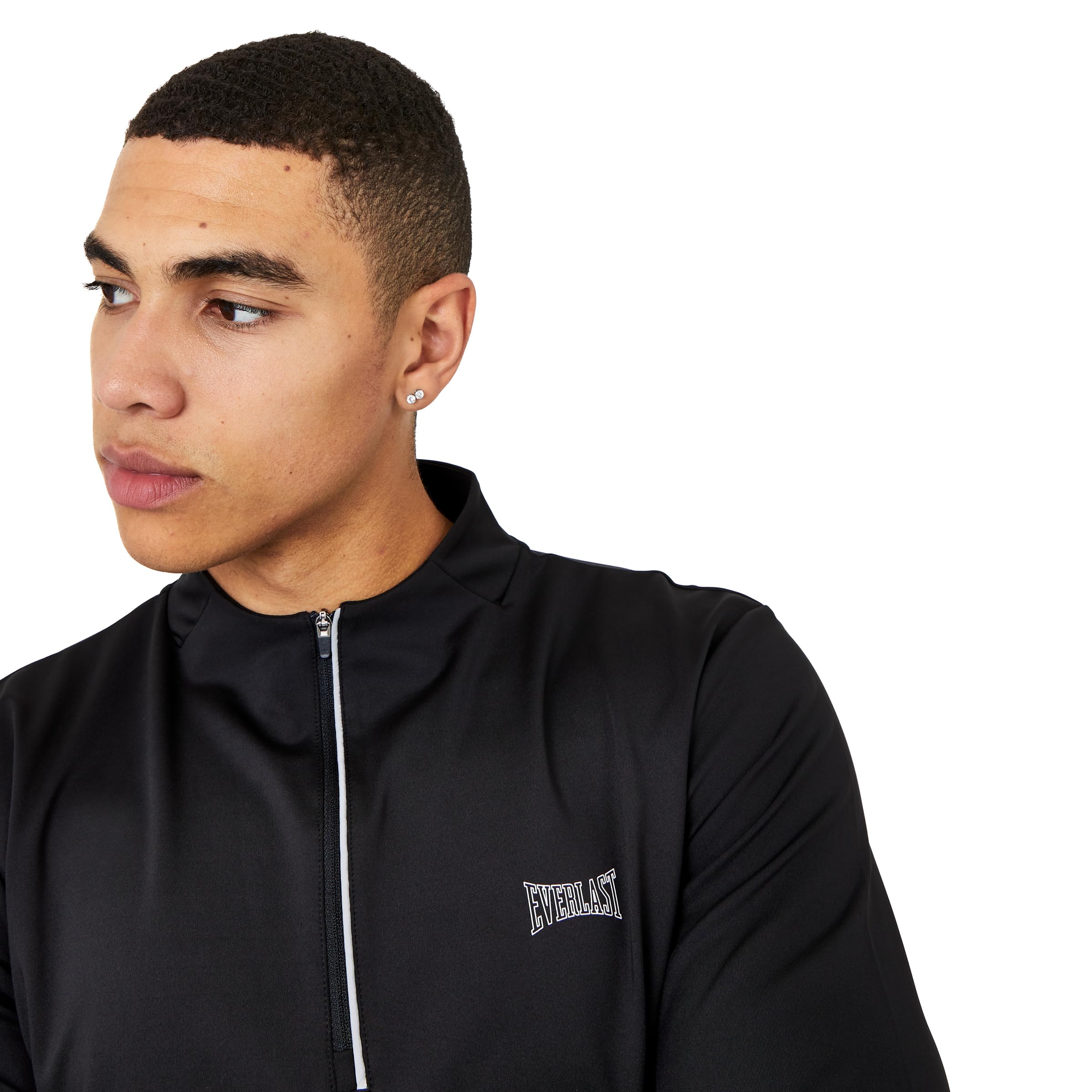 Everlast Men's Fit Active Quarter Zip Long Sleeve Athletic Performance Pullover Long Sleeve Shirt Black Small