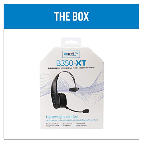 BlueParrott B350-XT Noise Cancelling Bluetooth Headset β Updated Design with Industry Leading Sound and Improved Comfort, Hands-Free Headset with Expanded Wireless Range and IP54-Rated Protection