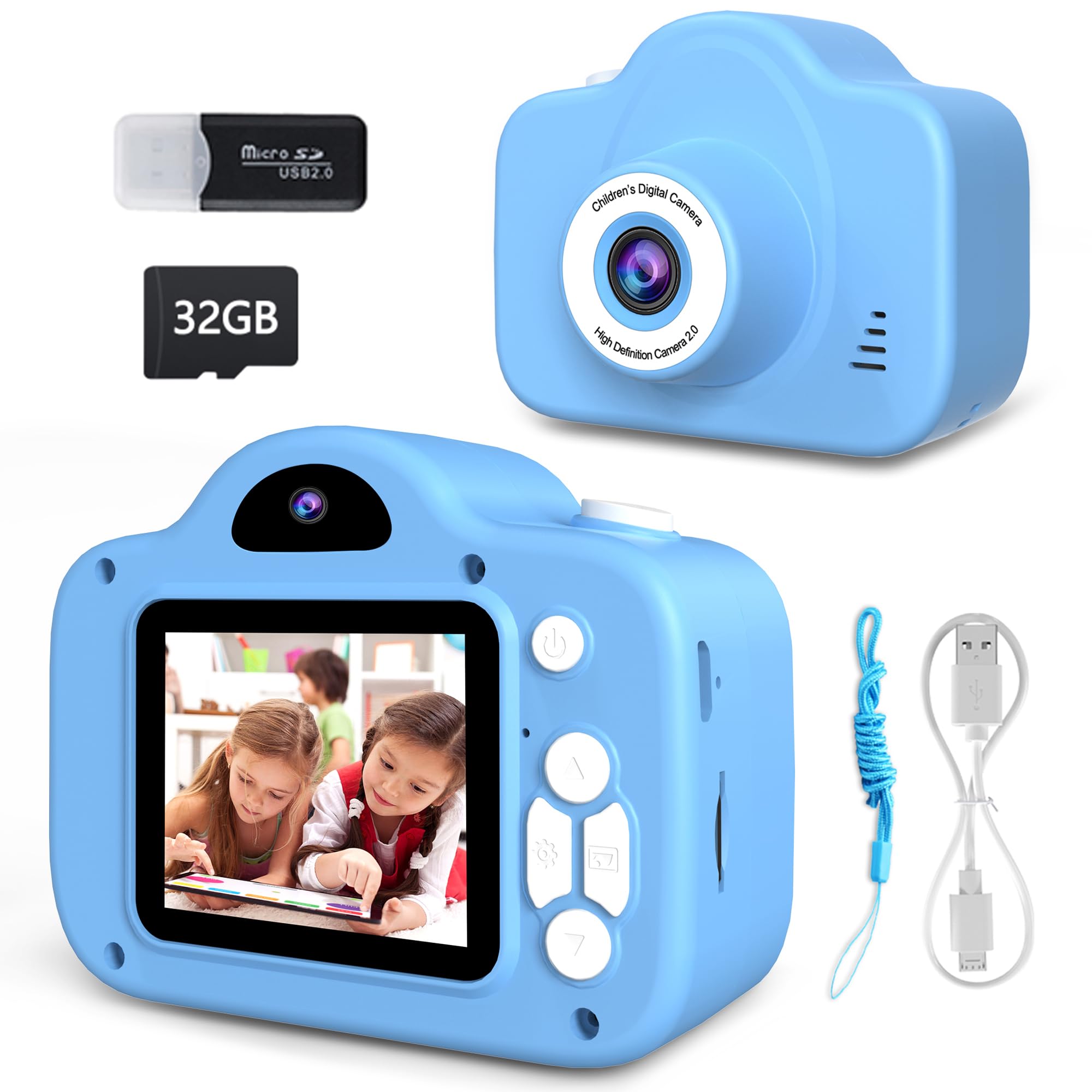 Fonee Kids Camera for Boys & Girls, Camera for Kids 3 4 5 6 7 8 9 10 Years Old, Toddler Camera with 32GB SD Card, 20MP HD Kids Selfie Digital Camera for Christmas Birthday Gifts for Kids Age 3-10