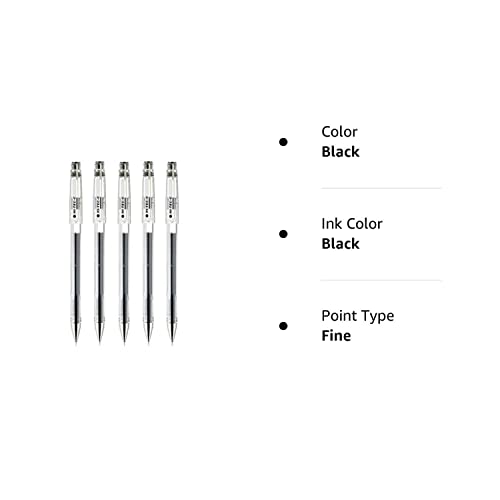 Pilot Hi-Tec-C 04 Gel Ink Pen, Ultra Fine Point 0.4mm, Black Ink, LH-20C4, Value Set of 5