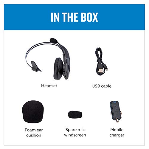 BlueParrott B350-XT Noise Cancelling Bluetooth Headset β Updated Design with Industry Leading Sound and Improved Comfort, Hands-Free Headset with Expanded Wireless Range and IP54-Rated Protection