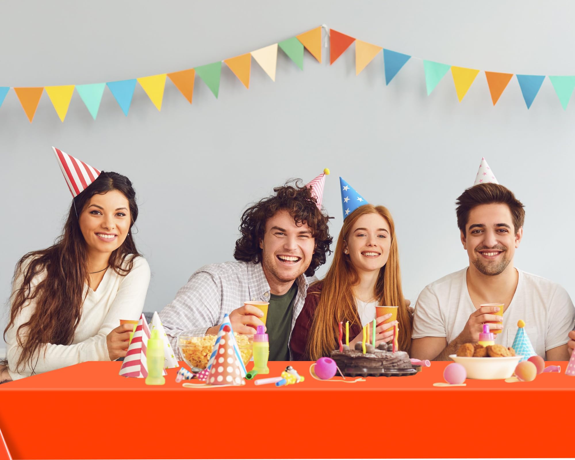 Hosuly Mexican Fiesta Tablecloth 54 x 108'' Party Plastic Tablecloth Striped Table Cover for Mexican Fiesta Party Decorations(Simple Style, 6 Pcs)