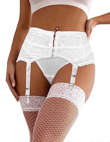Love Salve Lingerie for Women - Sexy 2-Piece Garter Belt Set with Lace & Adjustable Straps - Valentine's Day Lingerie Women - Garter Belt with Stockings for Women - Perfect Fit & Curves Enhancement