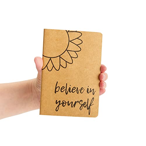 12 Pack A6 Kraft Paper Notebooks, Happy Journal for Kids, Teens, and Girls, 80 Lined Pages (4 x 5.75 In)