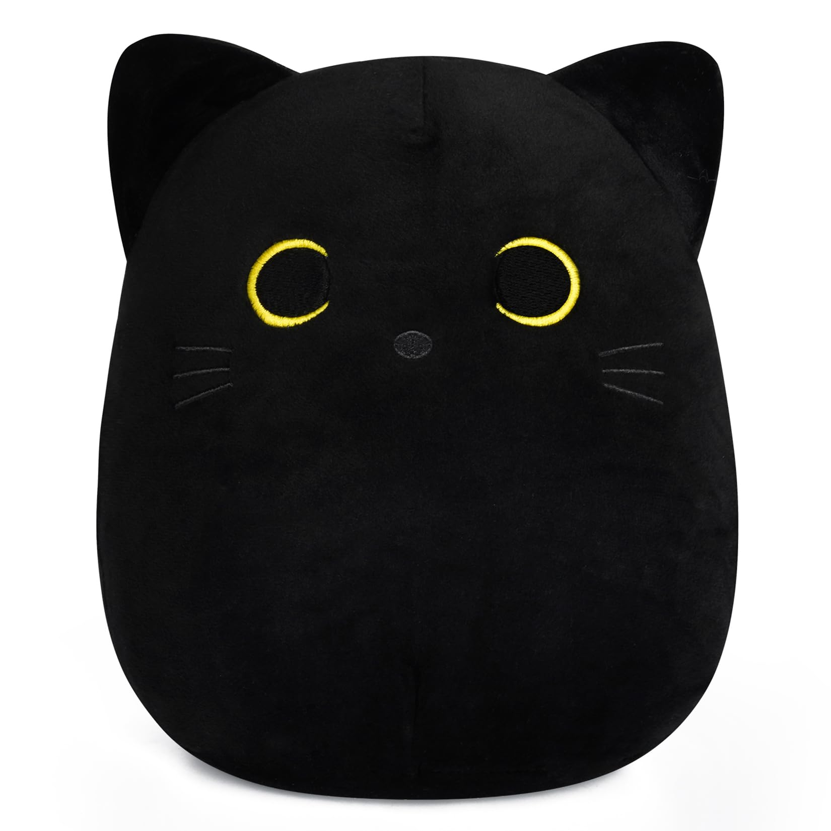 Leokawin Black Cat Plush Toy,8in Black Cat Stuffed Animal, Kawaii Cat Plush Doll Gifts for Kids Boys Girls(20cm/8in