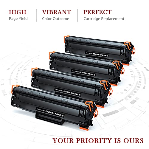Toner Kingdom Compatible Toner-Cartridge Replacement for HP 78A CE278A 278A CE278AC 78 278 Toner Use for HP Laserjet Pro M1536dnf Laserjet Pro P1606dn M1536 P1566 P1560 P1606 Printer (Black, 4 Pack)