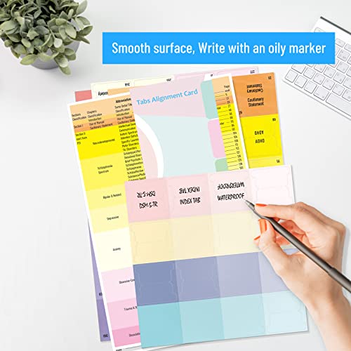 Index Tabs for DSM-5-TR, 94 Printed DSM-V-TR Tabs and 18 Blank Tab Stickers, with Alignment Card and Abbreviation Description Cards for The Diagnostic and Statistical Manual of Mental Disorders.
