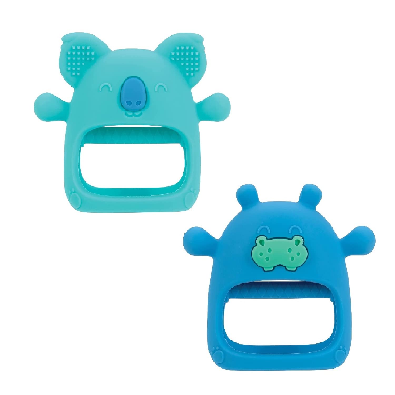 Nuby Silicone Wrist Grip Teething Mitten - 3+ Months, 2 Count (Koala and Hippo)