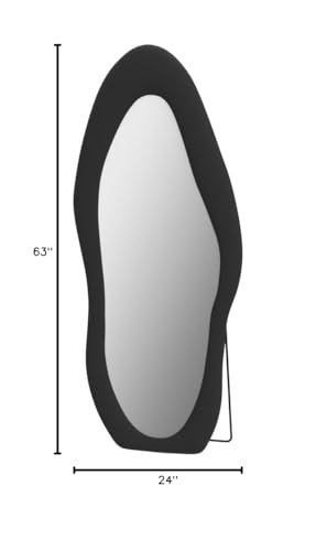 VooBang 63"x24" Mirror Full Length, Flannel Cloud Floor Mirror, Wall Mounted Mirror, Hanging or Leaning Against Wall for Bedroom, Living Room Full Body Mirror, Black