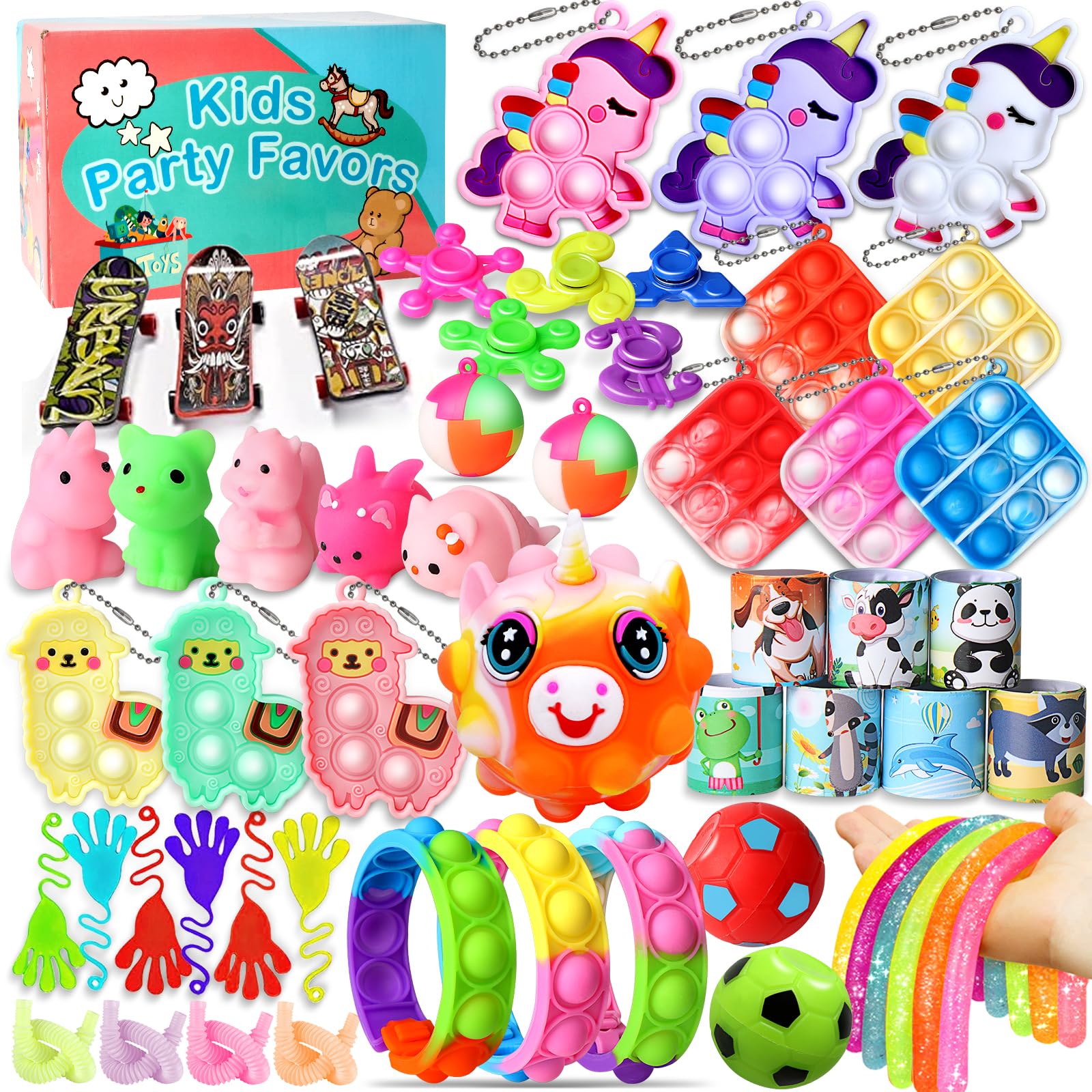 55 PCS Party Favors for Kids,Fidget Toys Bulk,Valentines Day Gifts for Kids,Treasure Chest Prizes,Goodies Bag Fillers,Treasure Box Toys Classroom Prizes