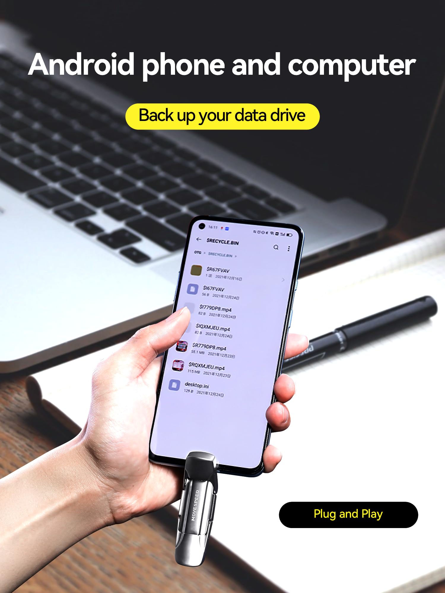 MOVE SPEED 1TB Solid State Flash Drive 570MB/s High Speed Type C + USB 3.2 Drive Dual Port, Thumb Drive Compatible with iPhone 15, 16 Series/Android Phone/MacBook/Audio/Smart TV