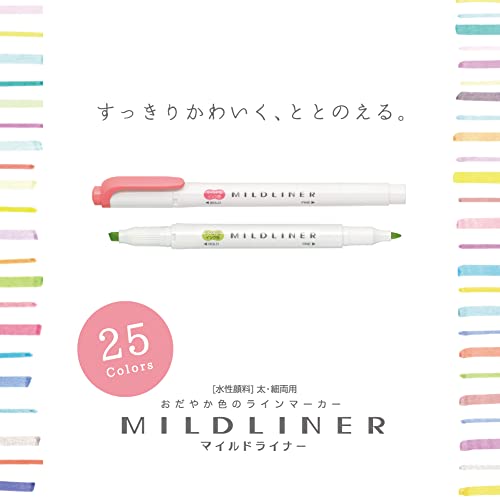ZEBRA MILD LINER, Double Sided Highlighter, 5 Set (WKT7-5C)