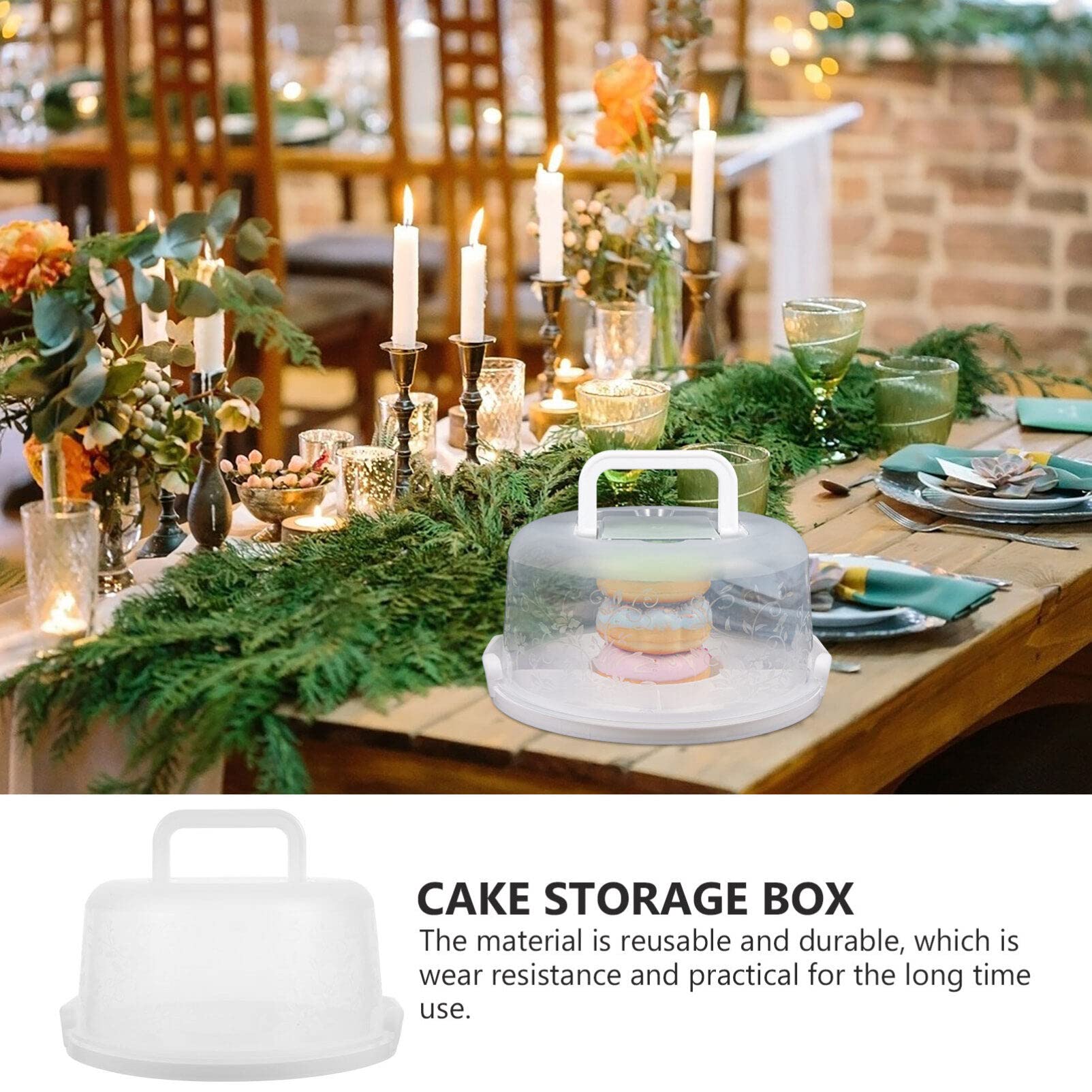 Reusable Cake Carrier Handle Portable Bread Box Cake Keeper Cake Storage Container Transporting Cakes Pies Desserts Fits Standard Cake Boxes Easy Clean