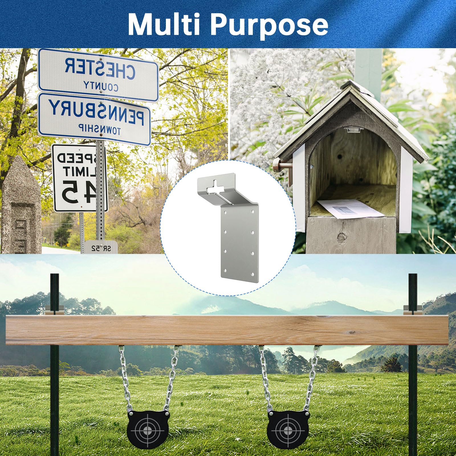 ForoGore 6 Pack T-Post Bracket 3" (Vertical) T Post Mounting Bracket, Mounting T Post Bracket for Signs, Plywood Install