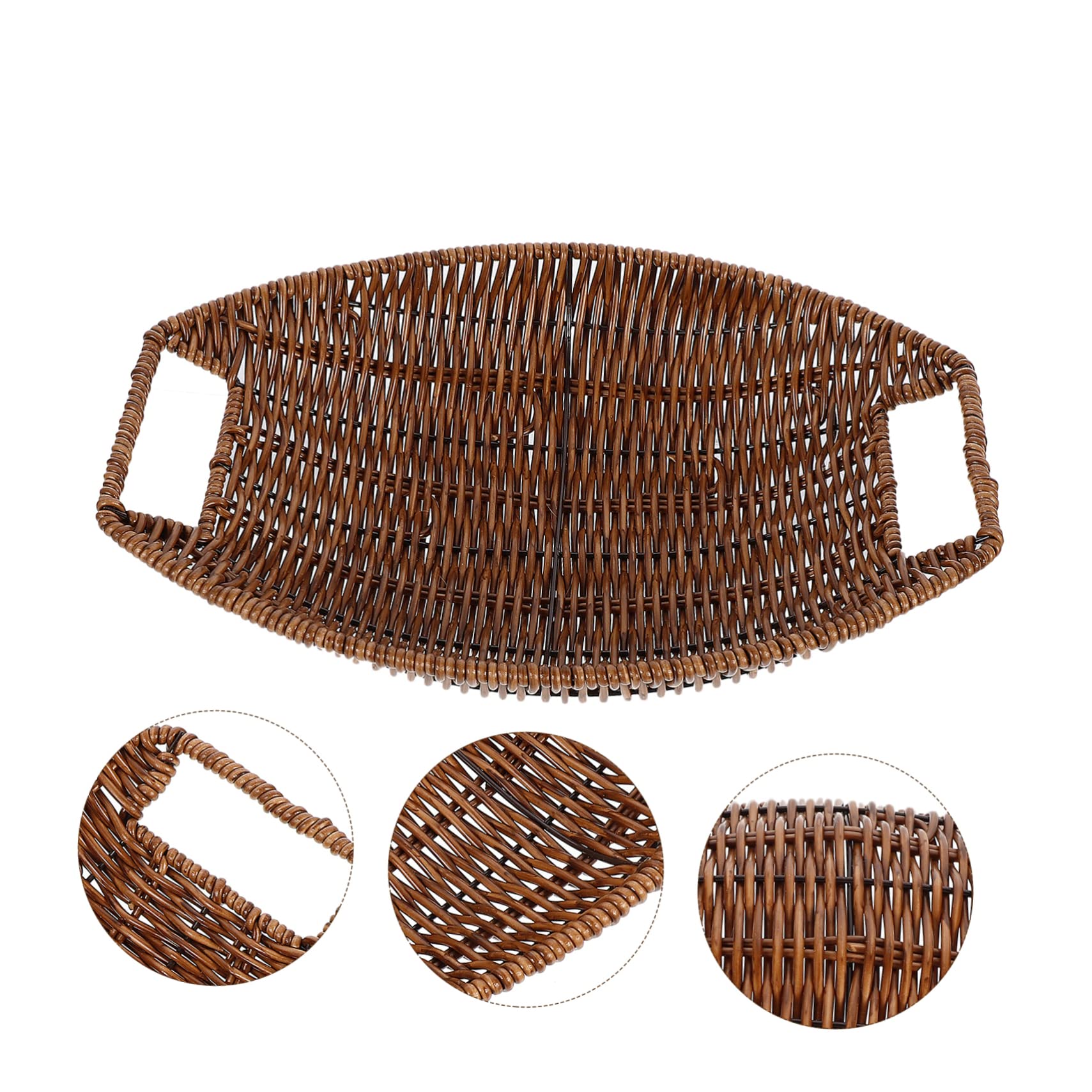 Angoily Rattan Weaving Storage Basket Fruit Bread Snack Woven Basket Simulated Rattan Elegant Decorative