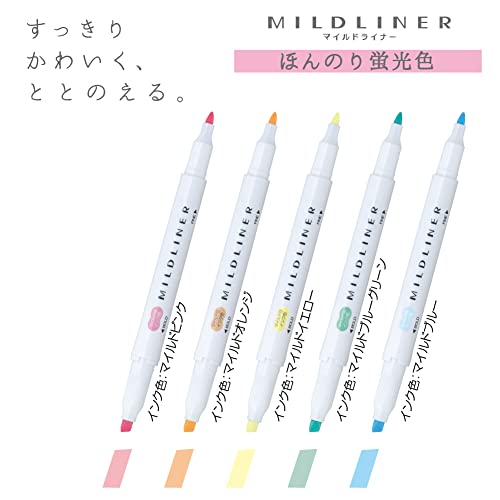 ZEBRA MILD LINER, Double Sided Highlighter, 5 Set (WKT7-5C)