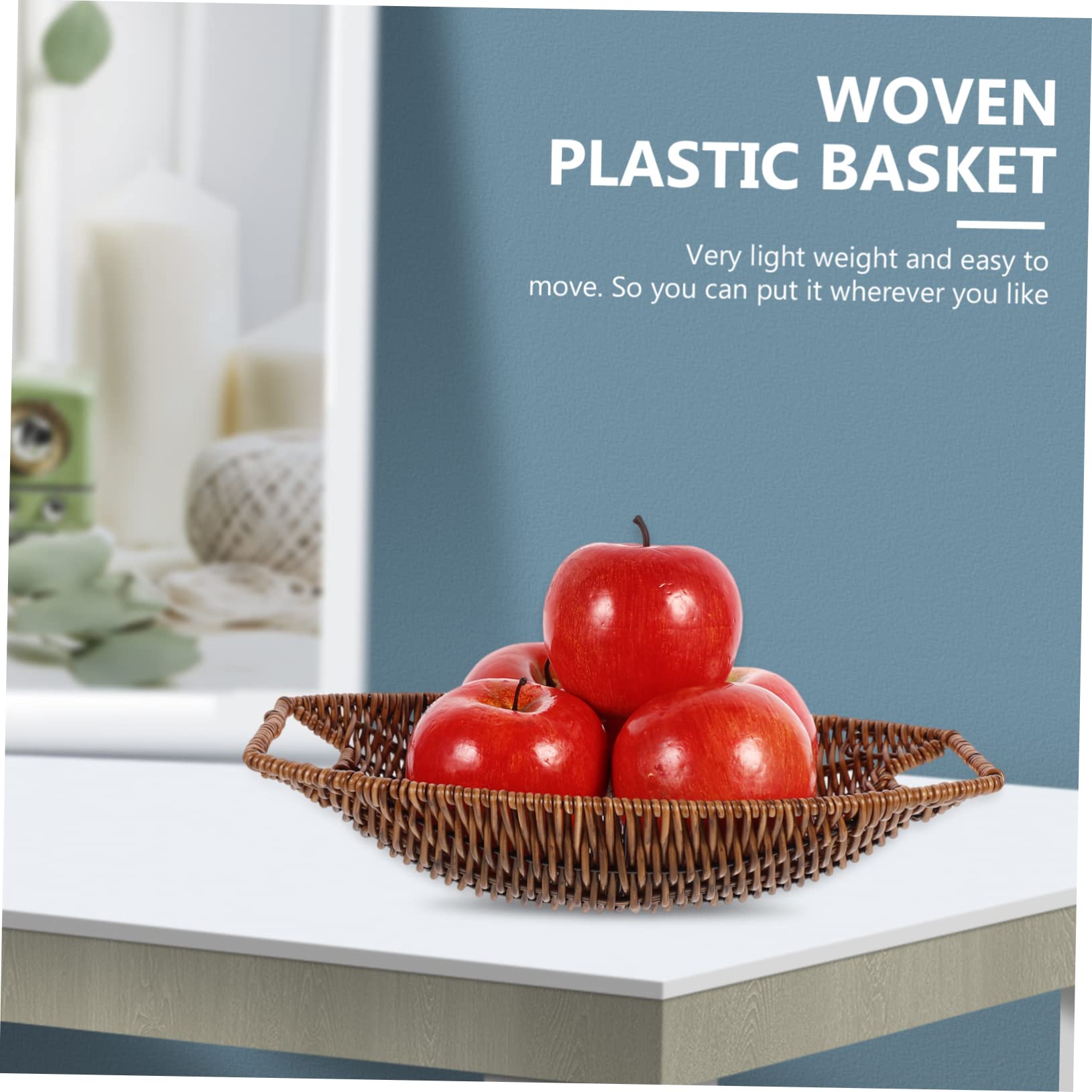 Angoily Rattan Weaving Storage Basket Fruit Bread Snack Woven Basket Simulated Rattan Elegant Decorative