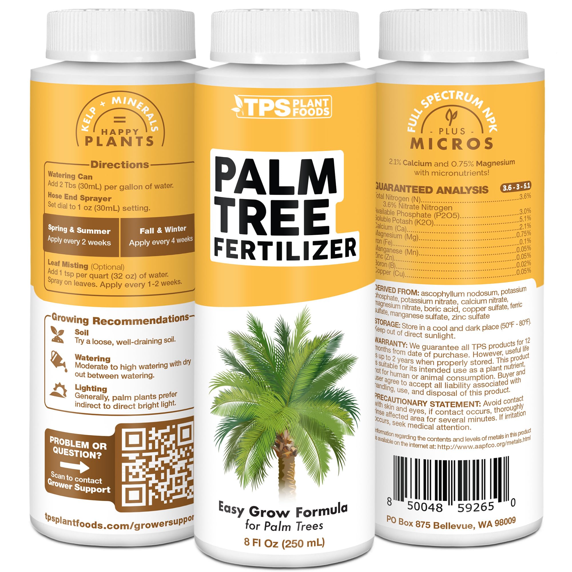 TPS NUTRIENTS Palm Tree Fertilizer for All Palms and Ferns, Liquid Plant Food, 32 oz (1 Quart)