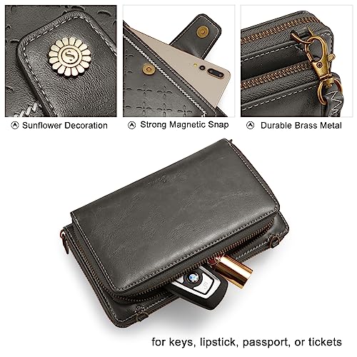 S-ZONE Crossbody Cell Phone Purse Wristlet Wallets for Women RFID Blocking Phone Wallet with 2 Straps
