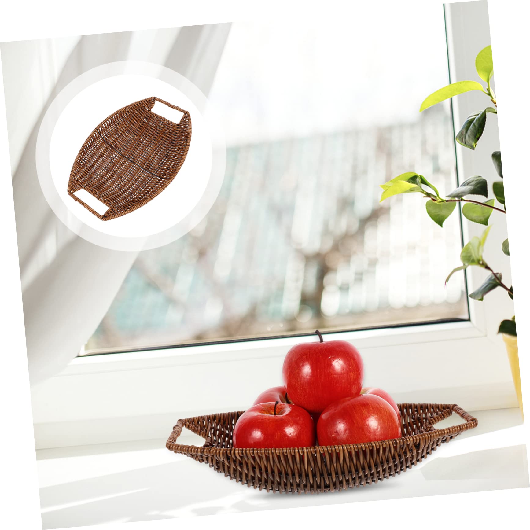 Angoily Rattan Weaving Storage Basket Fruit Bread Snack Woven Basket Simulated Rattan Elegant Decorative