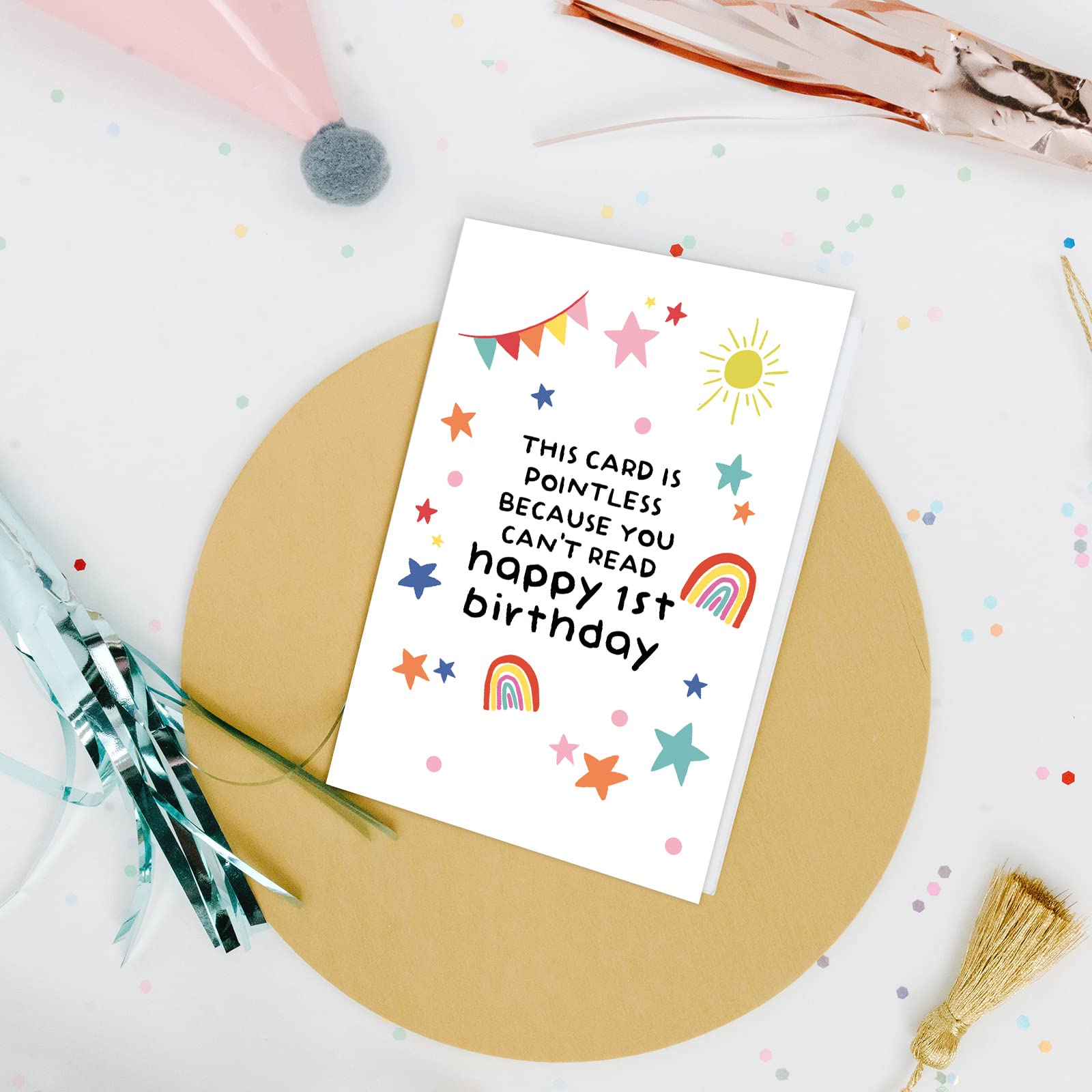 Nchigedy Cute Baby 1st Birthday Card - Happy First Birthday Card for Boy or Girl