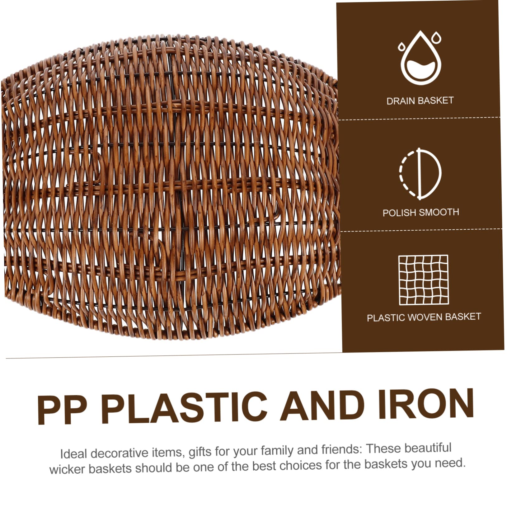 Angoily Rattan Weaving Storage Basket Fruit Bread Snack Woven Basket Simulated Rattan Elegant Decorative