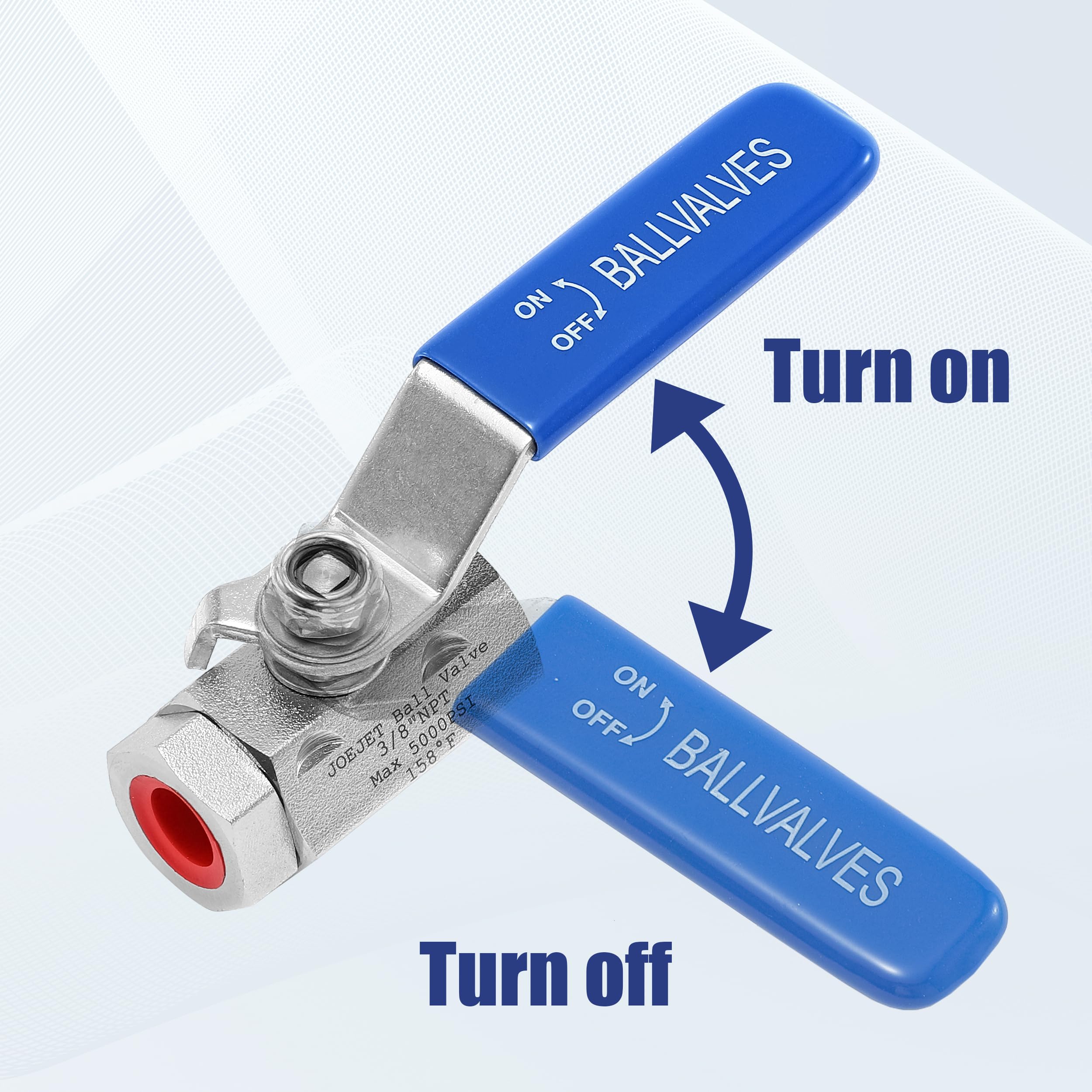 JOEJET High Pressure Washer Ball Valve Kit, 3/8" Quick Connect Ball Valve for Power Washer Hose, 5000 PSI