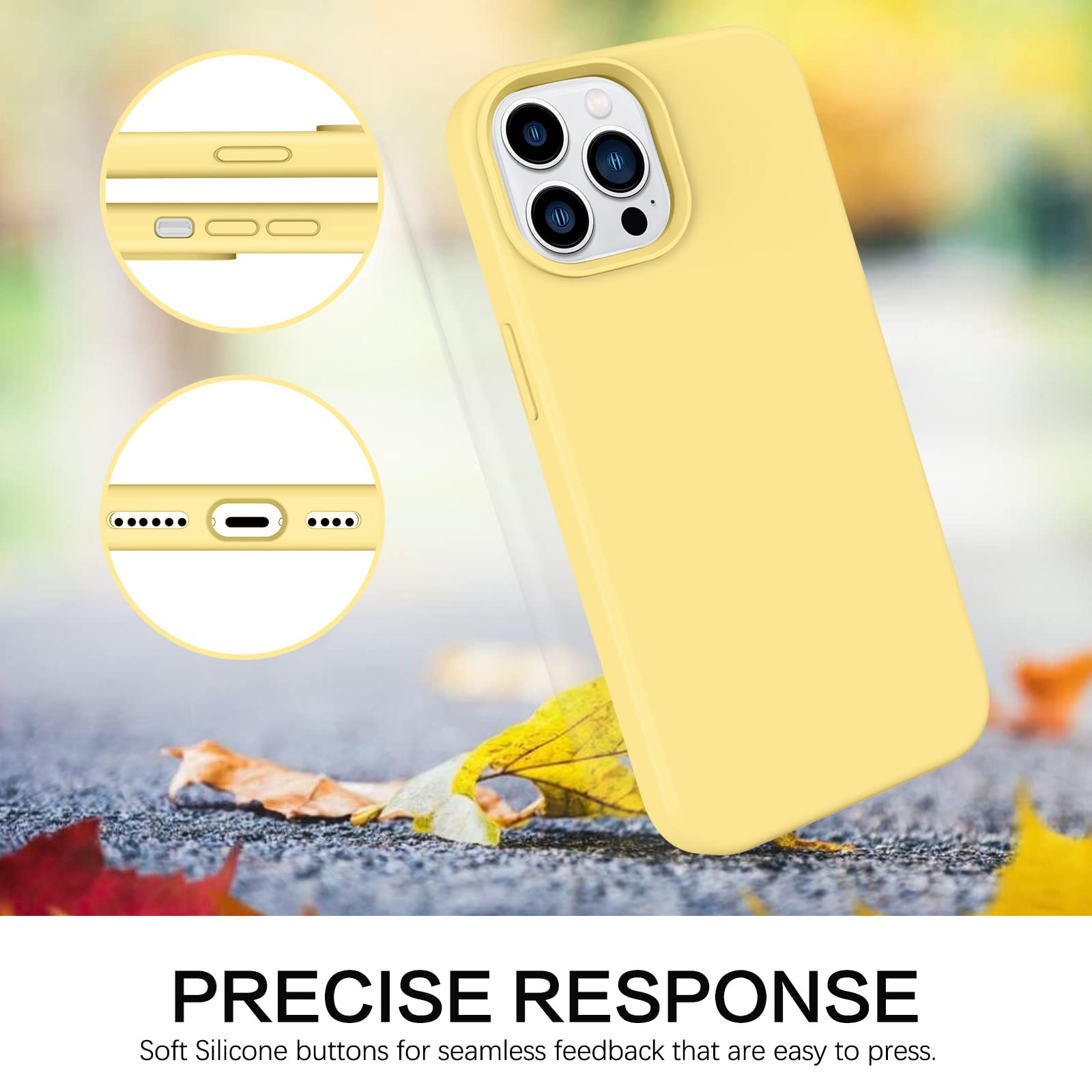 BENTOBEN Compatible iPhone 13 Pro Max Phone Case, Soft Silicone Gel Rubber Bumper Microfiber Lining Hard Back Women Shockproof Protective Cover for iPhone 13 Pro Max 6.7",Yellow