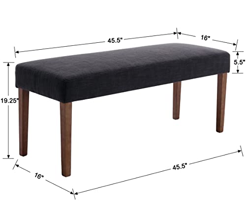 VESCASA Charcoal Linen Upholstered Dining Bench with Natural Wood Legs, 44.5" W Entryway Farmhouse Padded Bench for Dining Room, End of Bed, Kitchen, Living Room, 1 PC