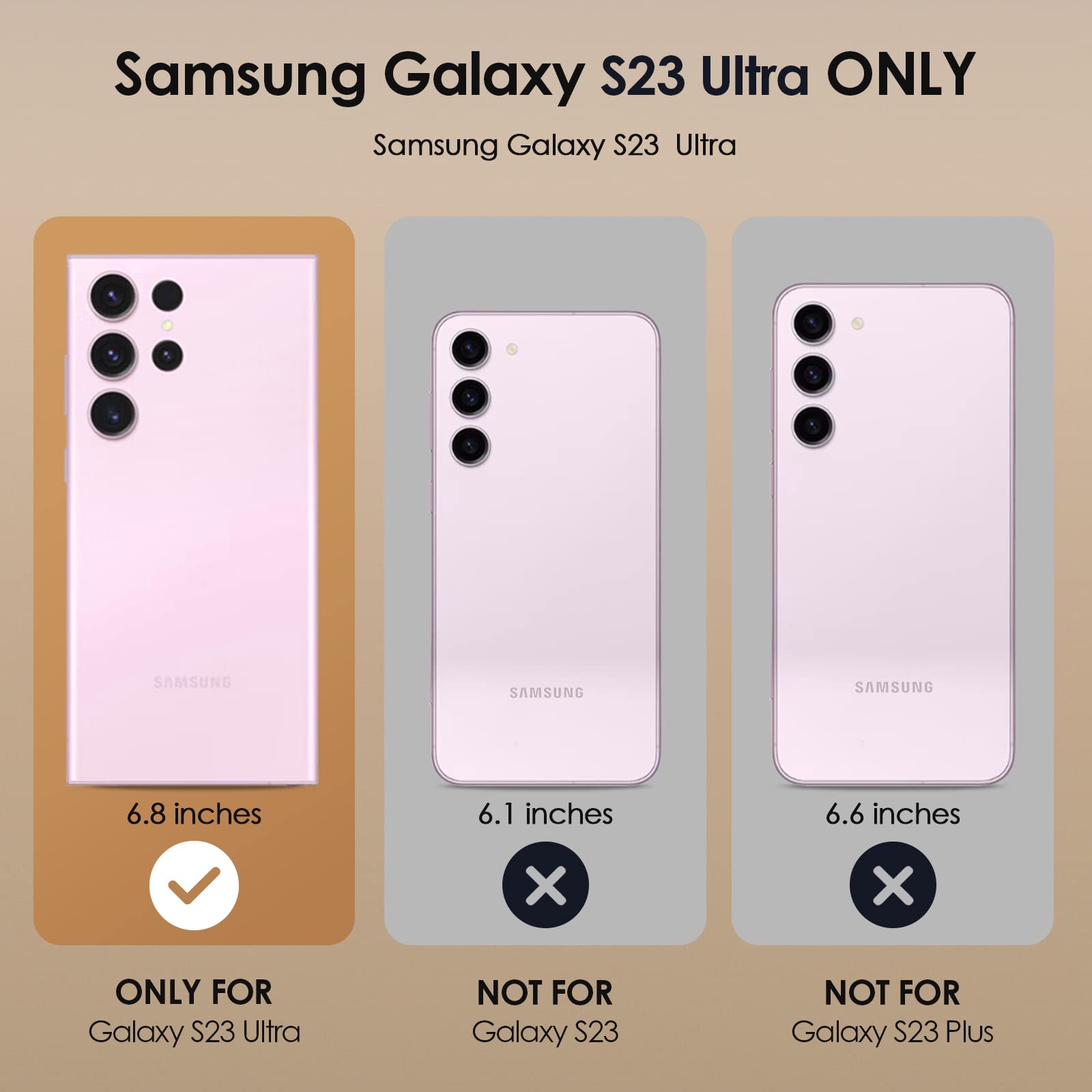 Chvelop Case for Samsung Galaxy S23 Ultra 5G with Slide Camera Cover, [Military Grade Drop Protection] Shockproof Protective Phone Case for Galaxy S23 Ultra 6.8 Inch-Brown/Golden