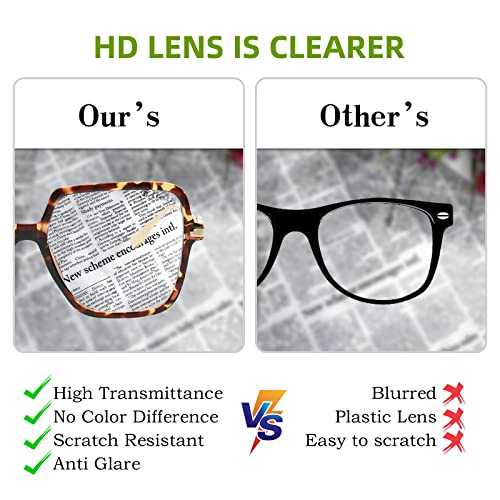 QxAiVMin Oversized Square Reading Glasses for Women, Large Frame Blue Light Blocking Compuer Readers, Big Rimmed Reading Glass