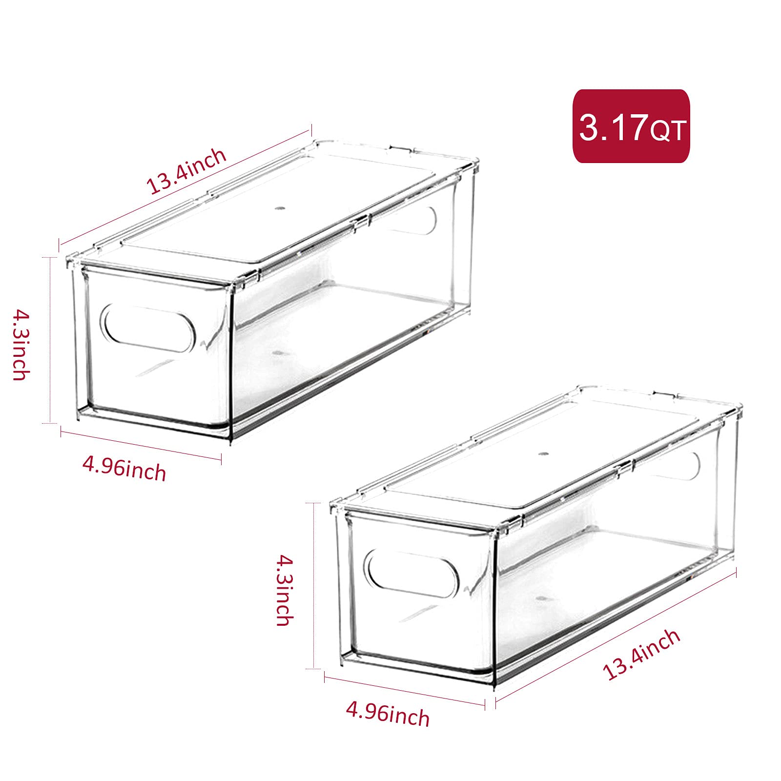 Shopwithgreen Refrigerator Organizer Bins with Pull-out Drawer, Drawable Clear Fridge Drawer Organizer with Handle, Plastic Kitchen Pantry Storage Containers