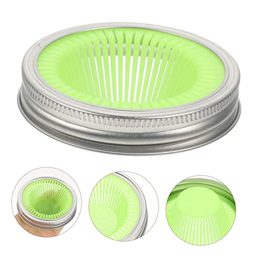 DOITOOL 2pcs Mason Jar Lids Canning Kit Jar Sprouter Lids Sprouting Jar Strainer Lids Sprouting Strainer Screen Sprout Maker for Home Sprouting Lid Sprouting Jar Lids Green Glass Bottle