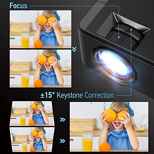 WiFi Mini Projector, DBPOWER 8000L HD Video Projector with Carrying Case&Zoom, 1080P and iOS/Android Sync Screen Supported, Portable Home Movie Projector Compatible w/Smart Phone/Laptop/PC/DVD/TV